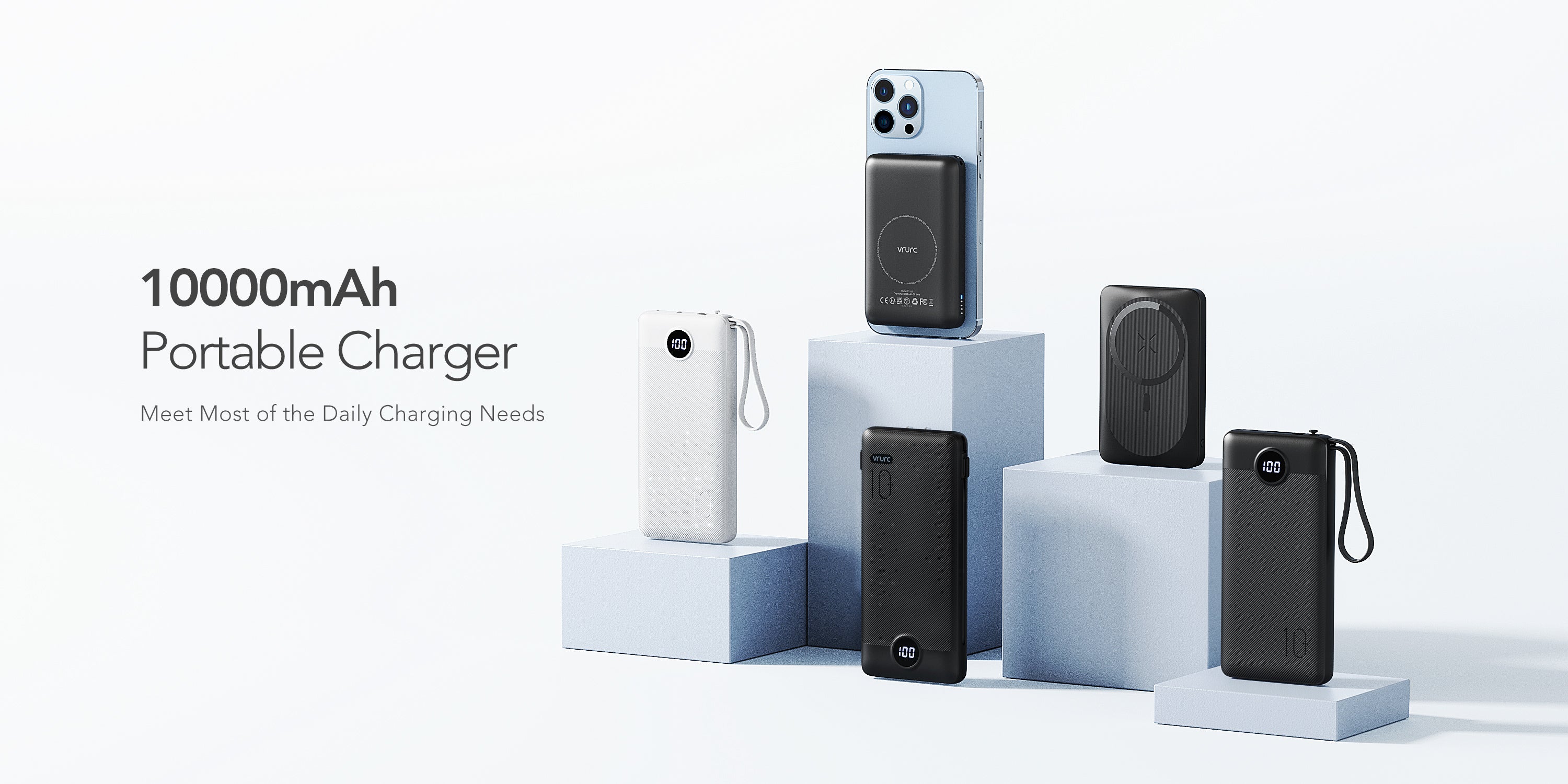 10000mAh VRURC Portable Chargers | Compact Fast Charging Power Banks